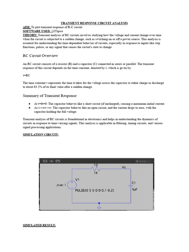 Transient Response Circuit Analysis | PDF | Science & Mathematics | Technology & Engineering