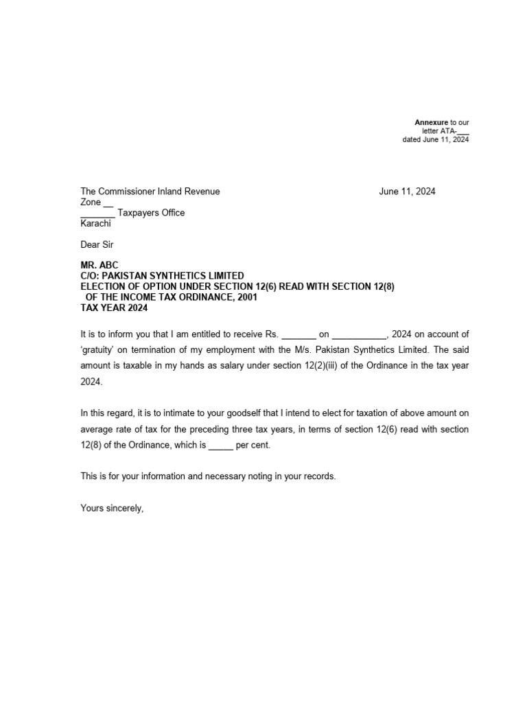 Letter To Commissioner For Gratuity | PDF