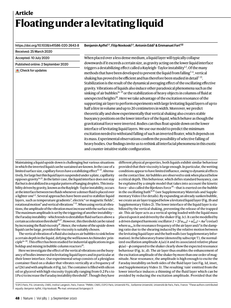 Floating Under A Levitating Liquid | PDF | Buoyancy | Liquids