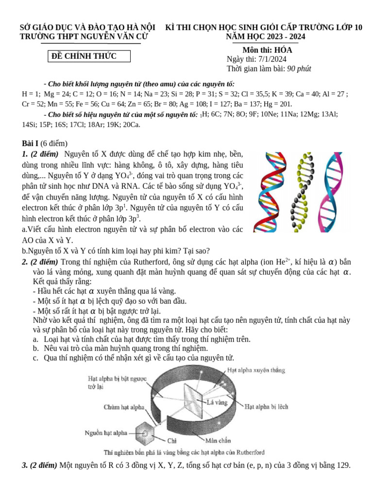 2023-2024 HSG 10 NGUYỄN VĂN CỪ - HÀ NỘI Đề + HDC | PDF