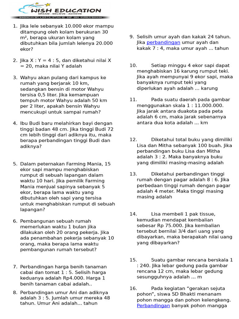 Matematika Kelas 7 Perbandingan Senilai | PDF