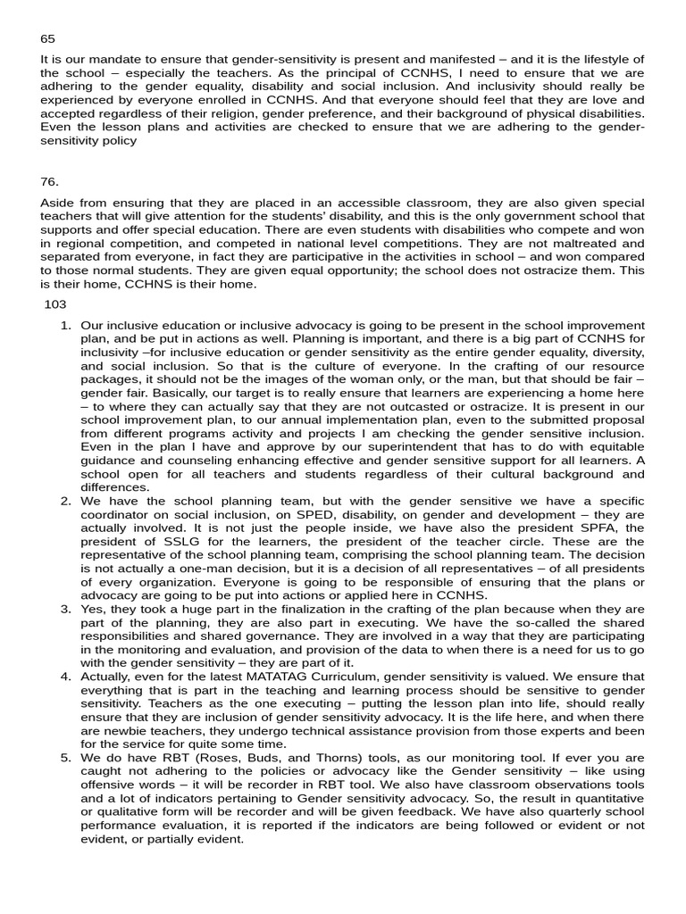 SCHOOL-PRINCIPAL-interview | PDF | Inclusion (Education) | Teachers