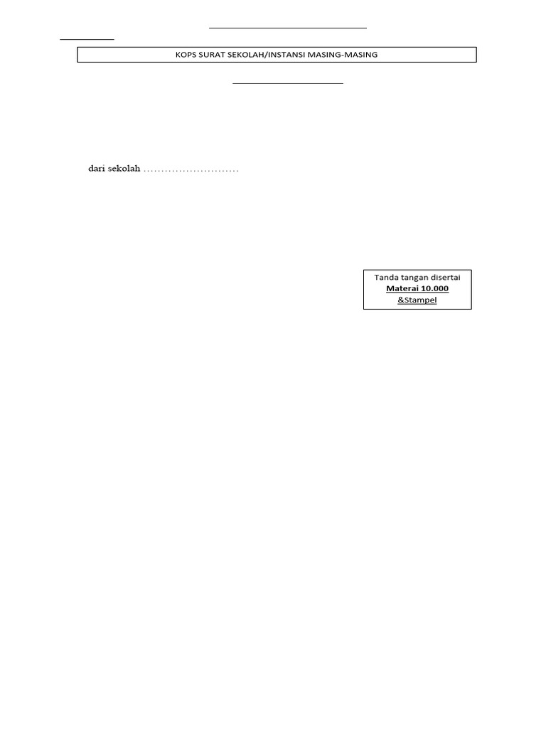 Contoh Surat Keterangan Bermaterai | PDF