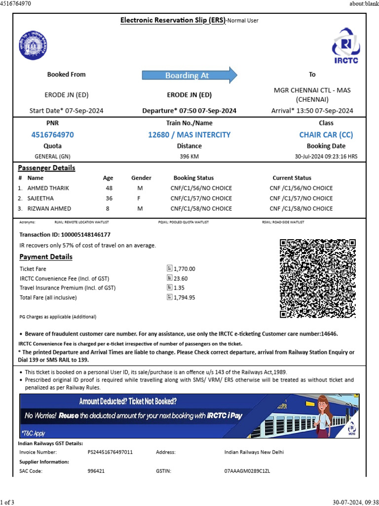 Tharik to Chennai | PDF | Payments