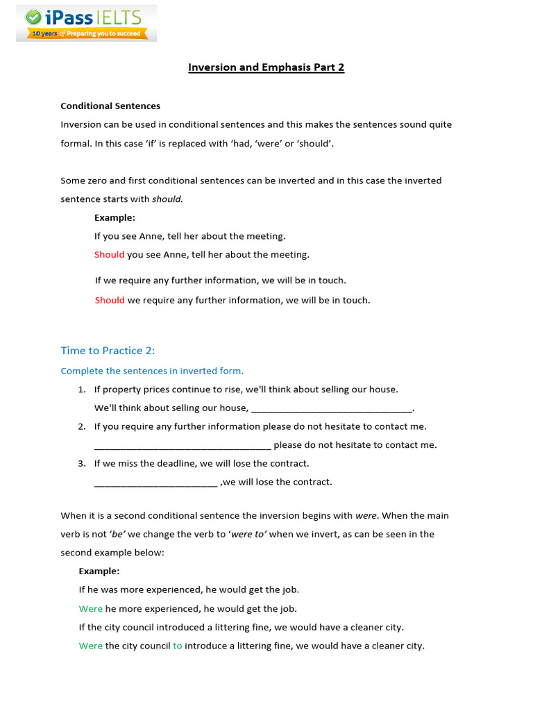 Grammar Inversion and Emphasis Part 2 | PDF