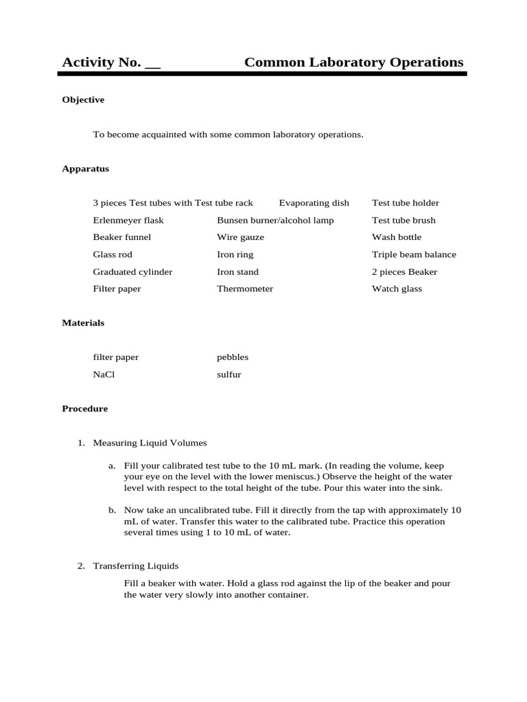 Act3-Common-Laboratory-Operations | PDF | Filtration | Distillation
