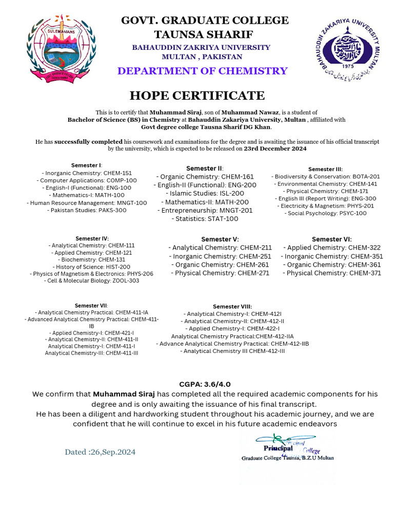 Hope Certificate... - 20240927 - 063802 - 0000 | PDF | Analytical ...