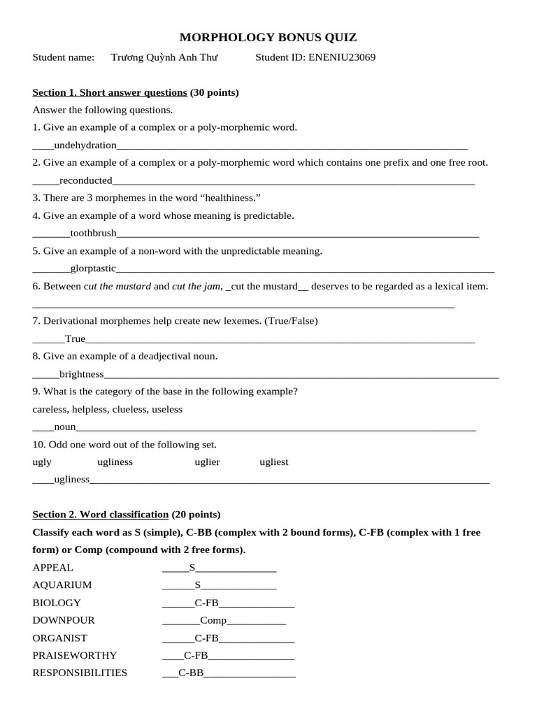 Bonus Quiz | PDF | Word | Language Families