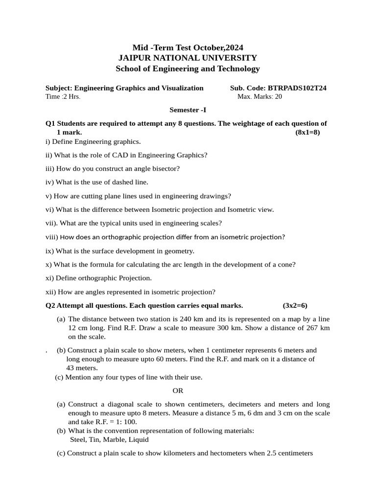 EG &V Mid Term Paper 2024-25 - RPA | PDF | Metre | Classical Geometry