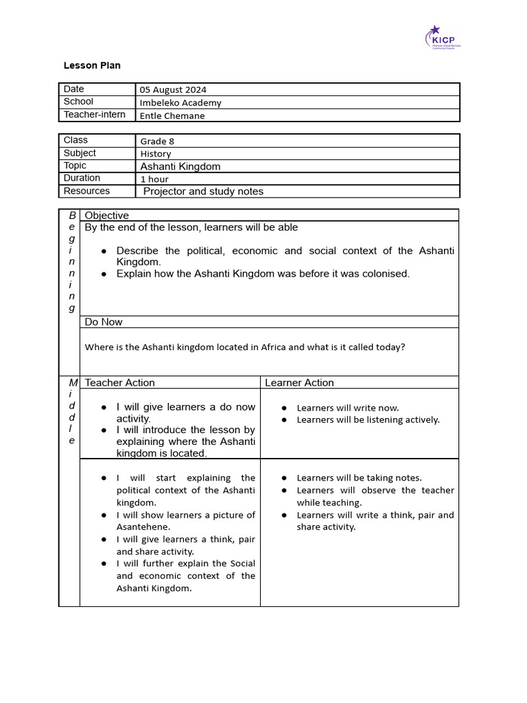 Lesson Plan Template (1) | PDF