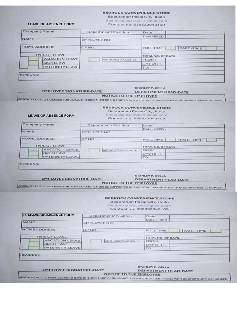 Leave of Absence Form | PDF