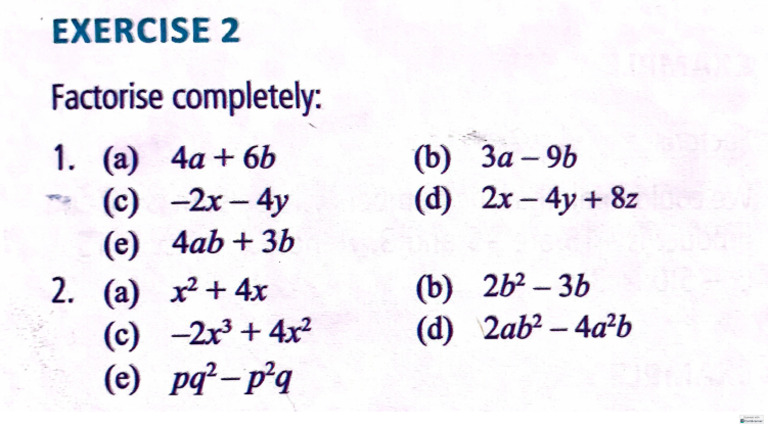 Factorisation Worksheet | PDF