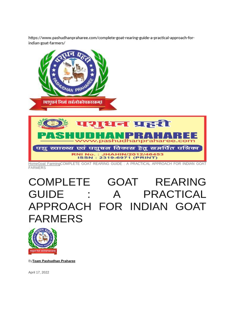 Goat Farming Notes for Proj | PDF | Goat | Agriculture