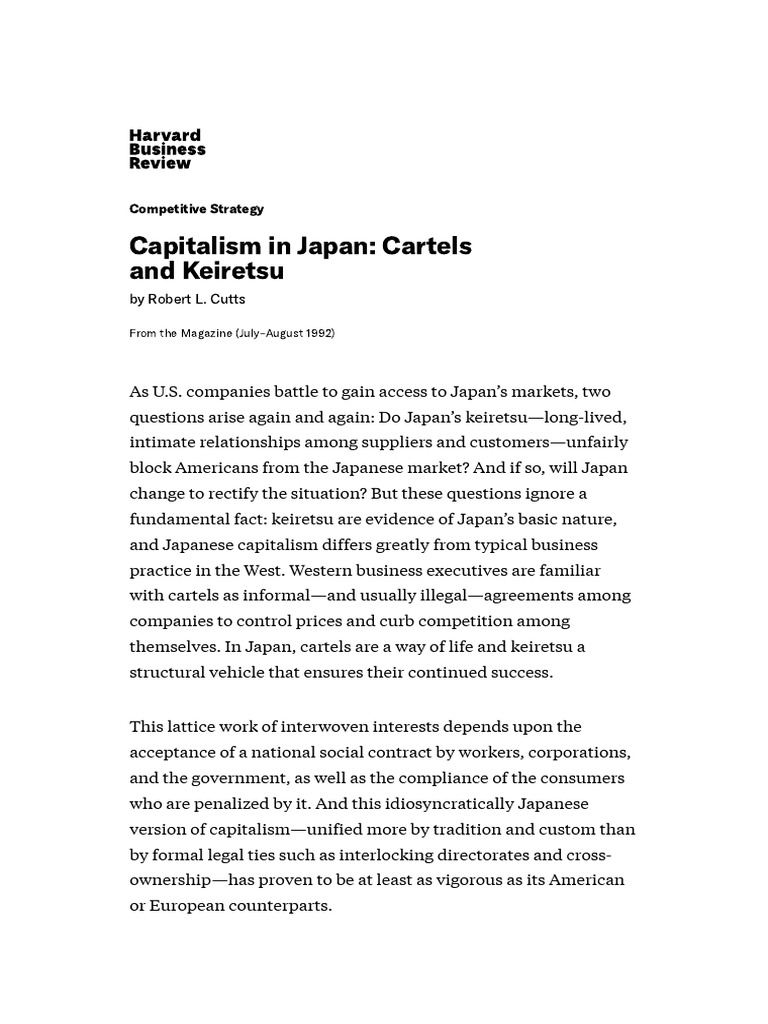 Capitalism in Japan - Cartels and Keiretsu | PDF | Banks | Japan
