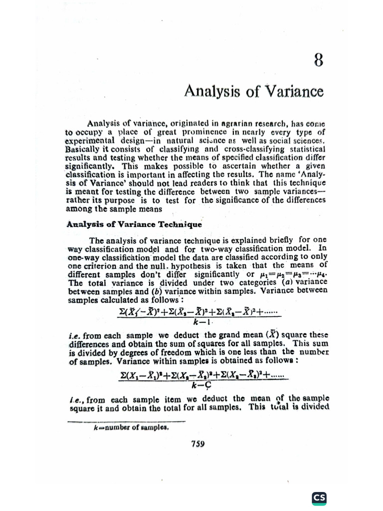 Analysis of Variance | PDF