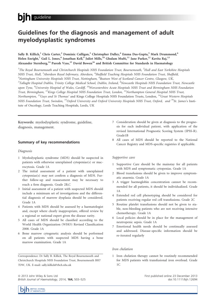 MDS BHJ | PDF | Hematopoietic Stem Cell Transplantation | Clinical Medicine