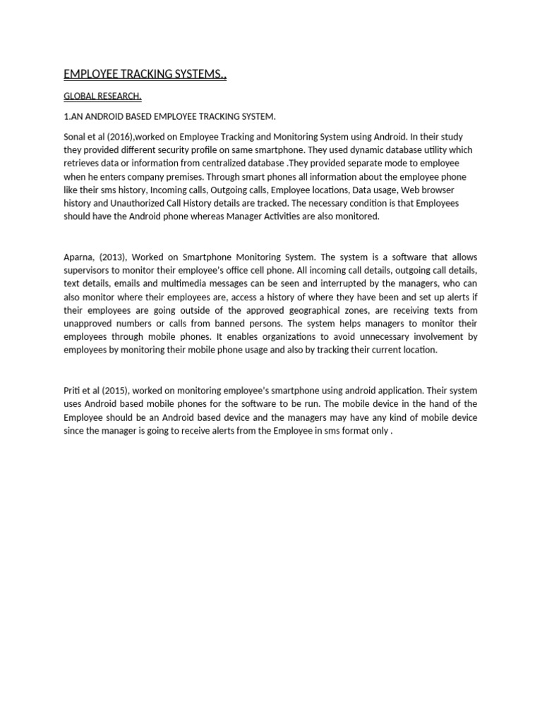 Employee Tracking Systems | PDF