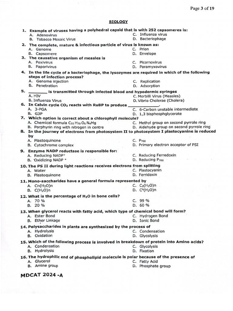 MDCAT 2024 Past Paper Book PDF | PDF