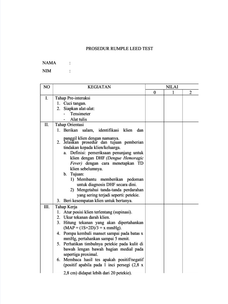 Prosedur Rumple Leed Test DHF | PDF