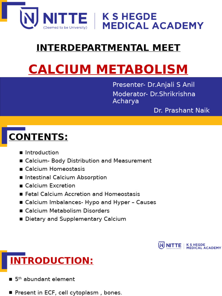 CALCIUM METABOLISM | PDF | Calcium In Biology | Homeostasis