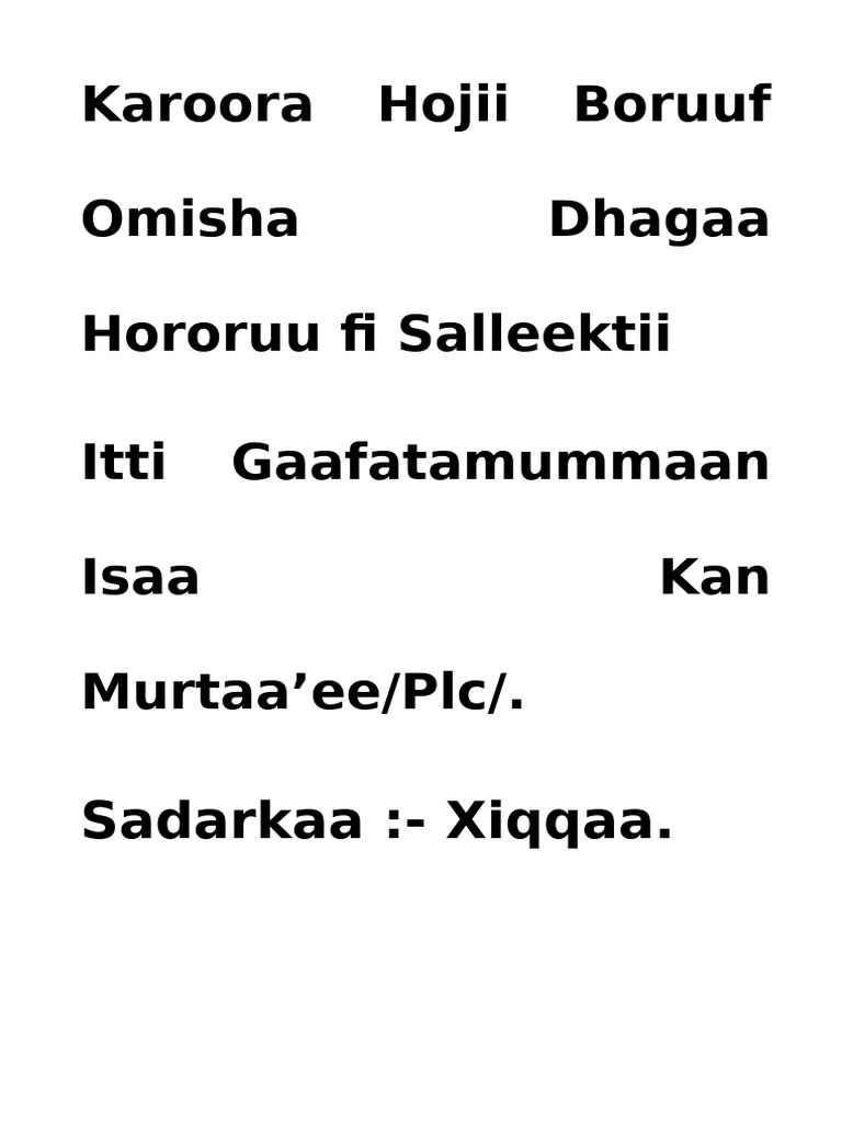 Karoora Boruu PLC | PDF