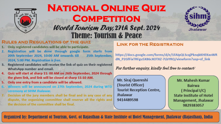 National Level Quiz Competition - 2024, Rules& Regulations | PDF