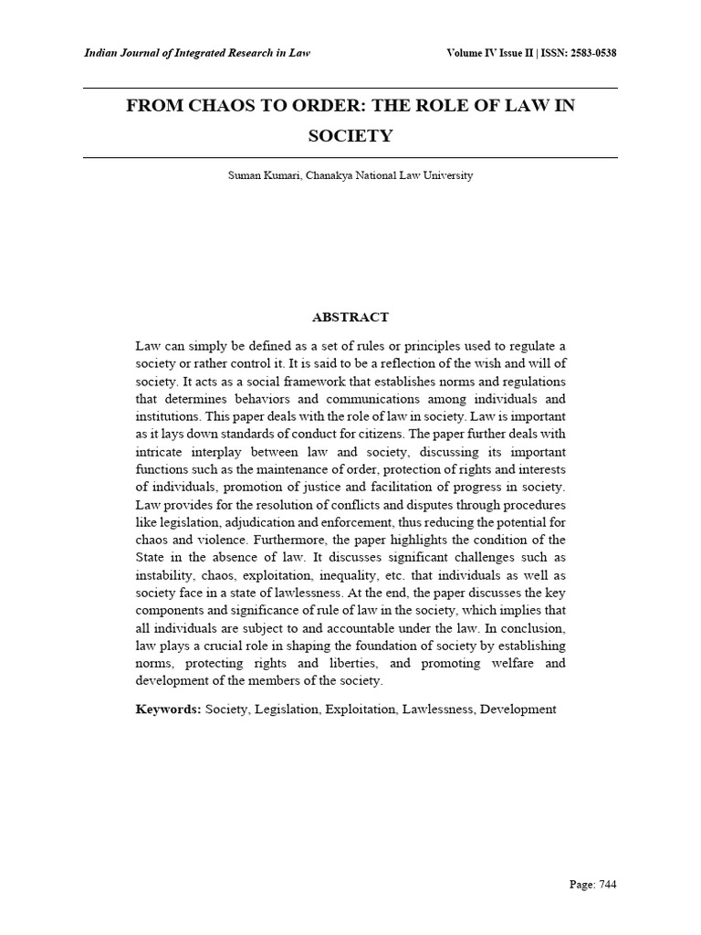 From Chaos To Order The Role of Law in Society | PDF | Rule Of Law ...