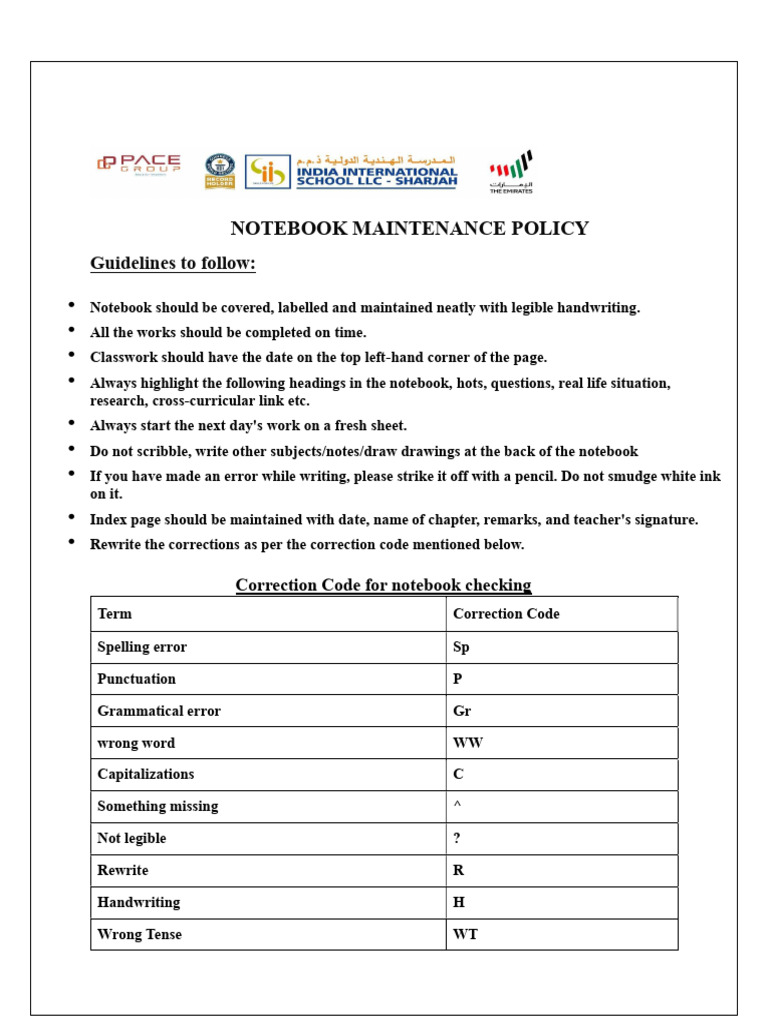 English Notebook Policy Iiss | PDF