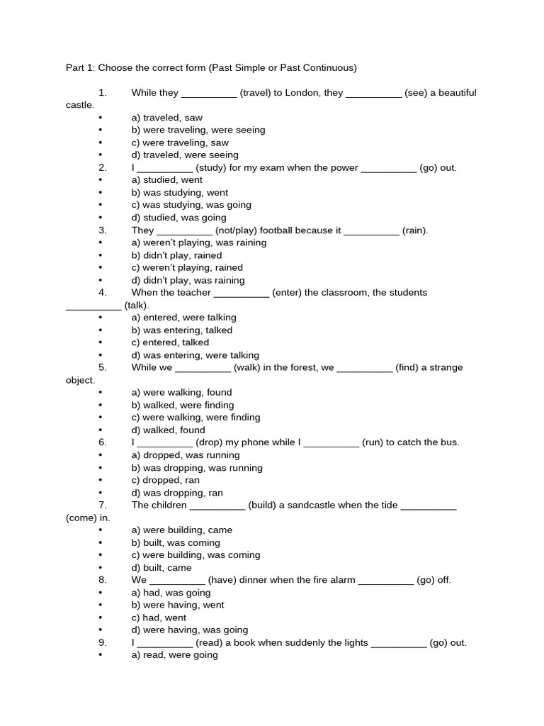 Past Simple vs. Past Continuous Quiz | PDF