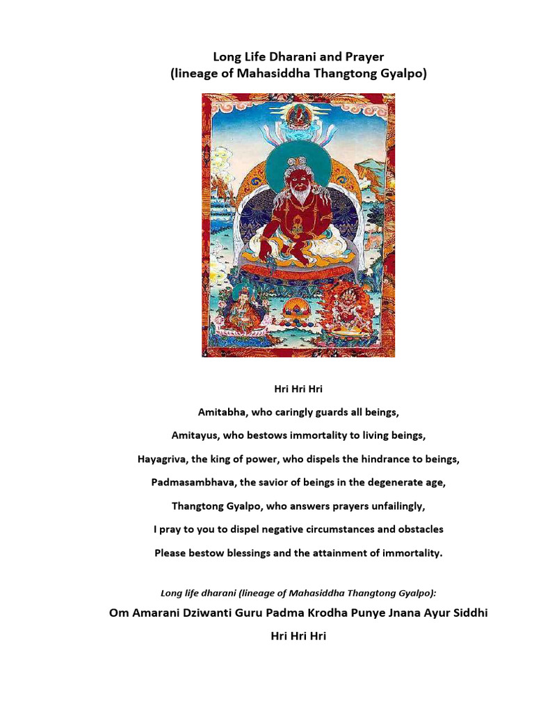 Long Life Dharani and Prayer | PDF | Religion & Spirituality