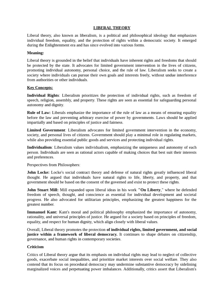 Liberal Theory | PDF | Liberalism | Liberty