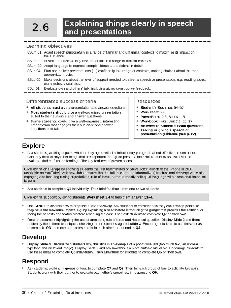 Stage 8_2.6_lessonplan Collins Y8 Teacher's Guide | PDF | Learning | Cognition
