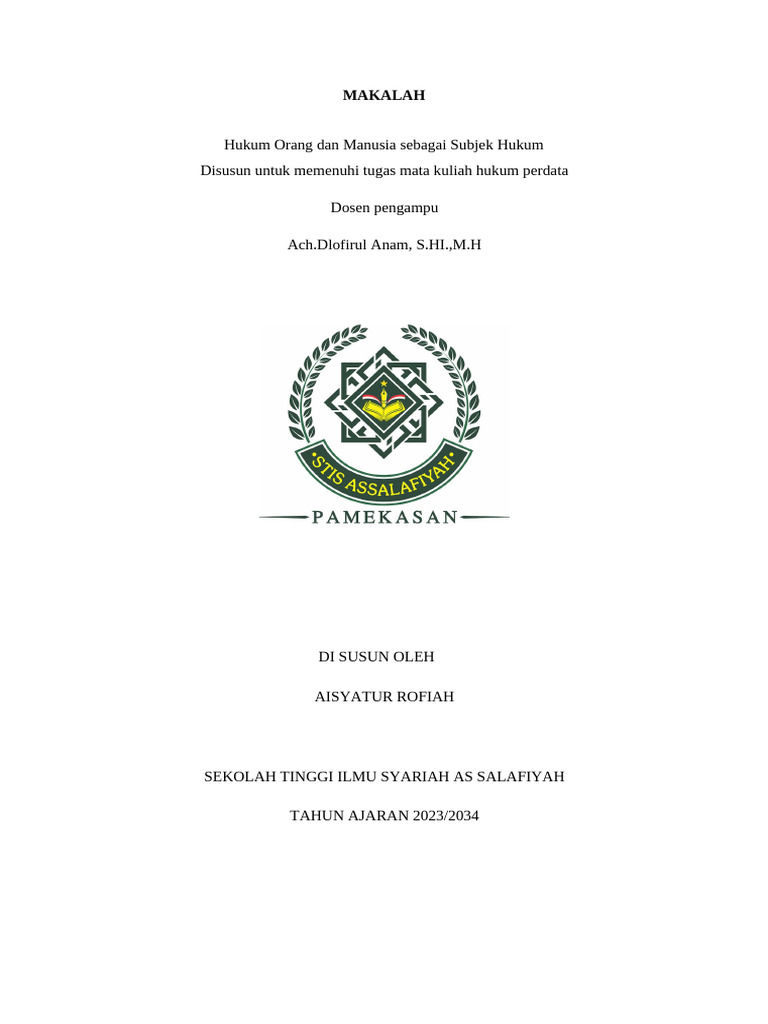 Makalah Hukum Orang H Perdata | PDF