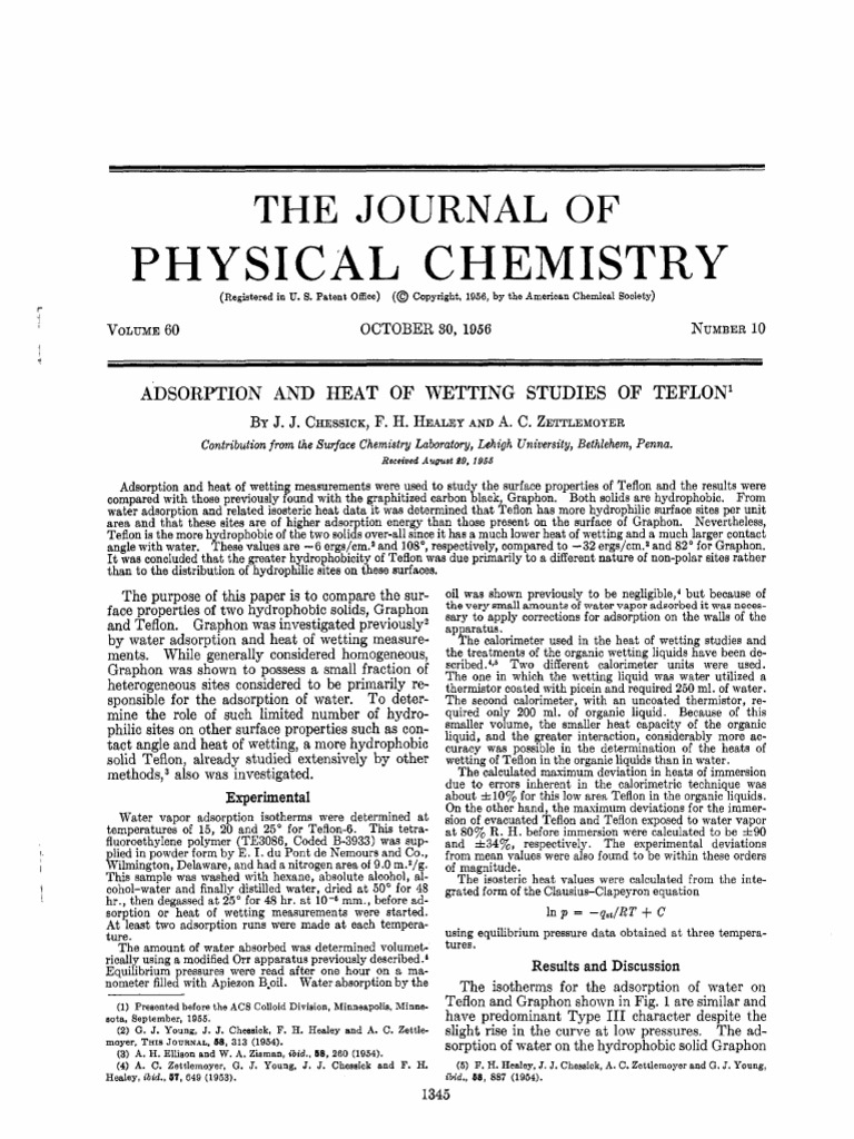 Chessick Et Al 2002 Adsorption and Heat of Wetting Studies of Teflon ...