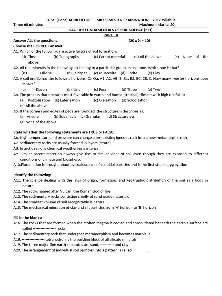 SAC 101-MTT-QP-Ap 2023 final | PDF | Rock (Geology) | Soil