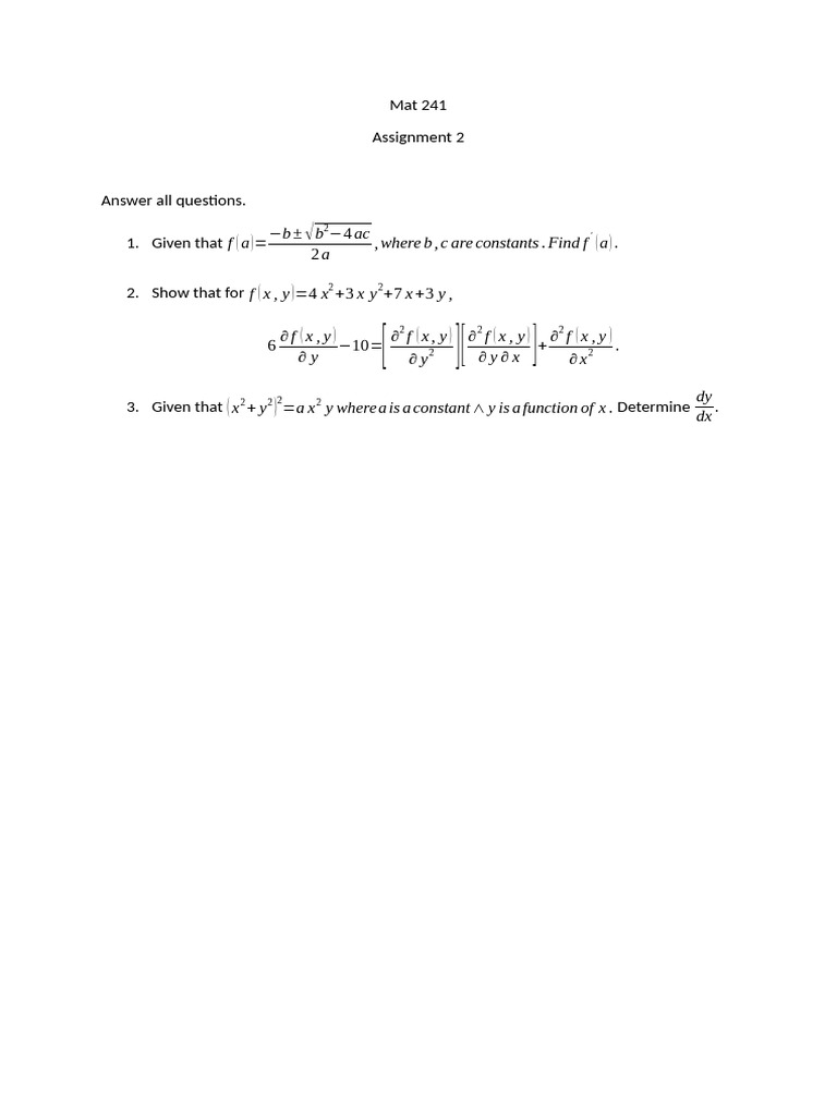 Assignment 2 - Differentiation 1 | PDF