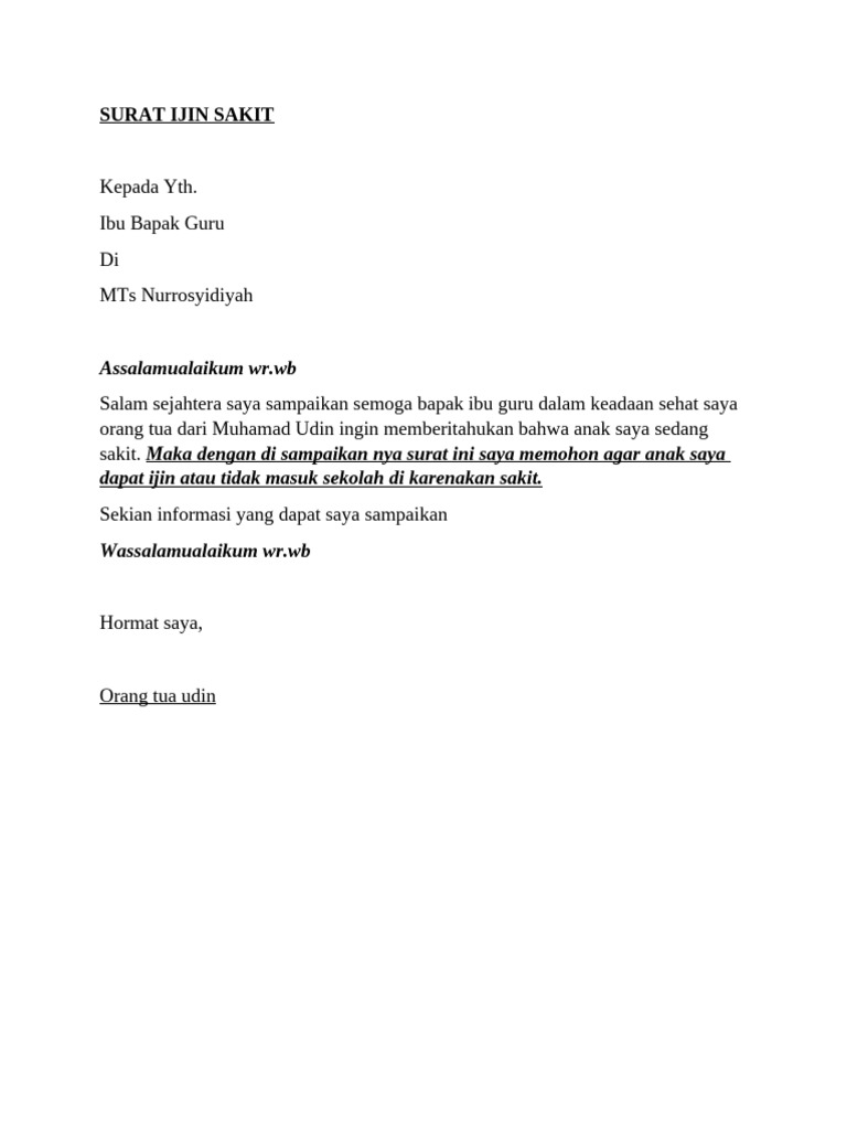 Surat Ijin Sakit | PDF