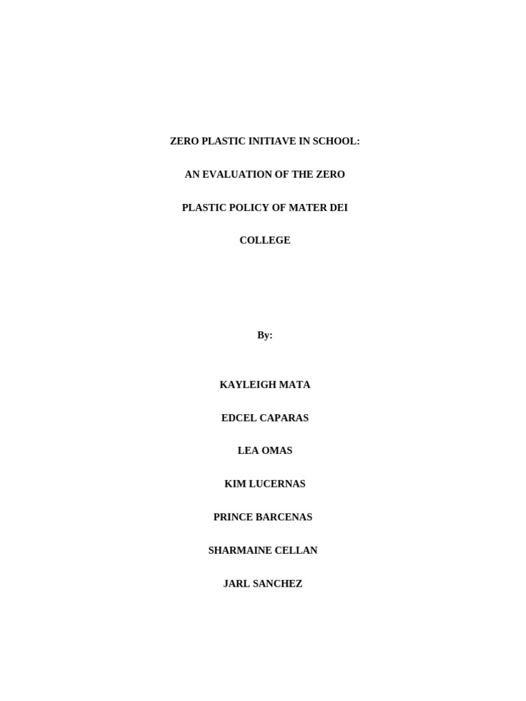 baby-thesis-on-the-zero-plastic-initiative-in-mater-dei-college | PDF ...