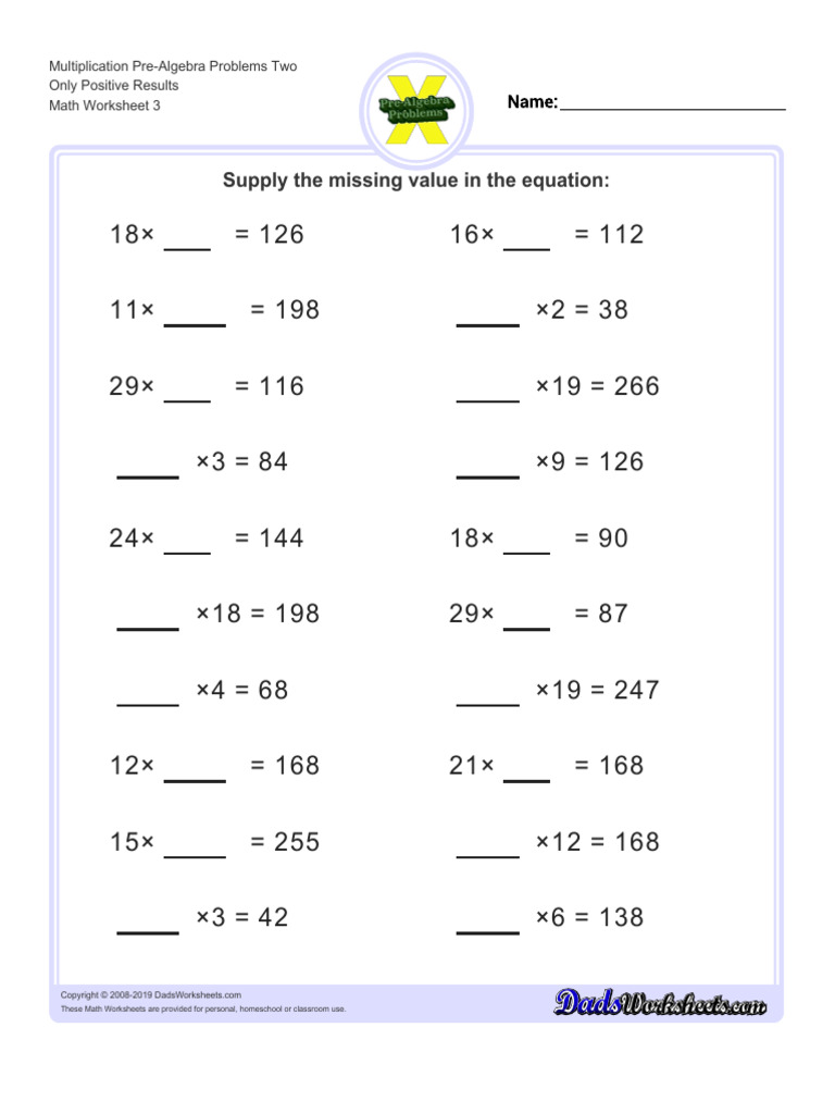 Prealgebra Multiplication Three v3 | PDF | Mathematics
