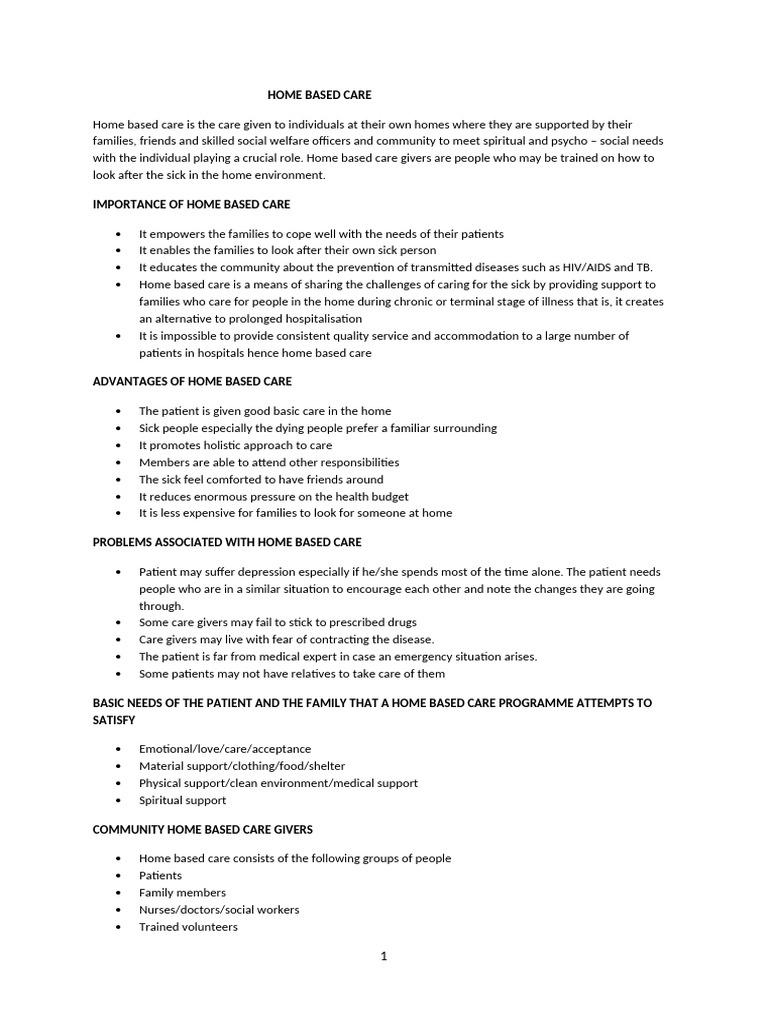 Home Based Care Overview and Guidelines | PDF | Fat | Diet (Nutrition)