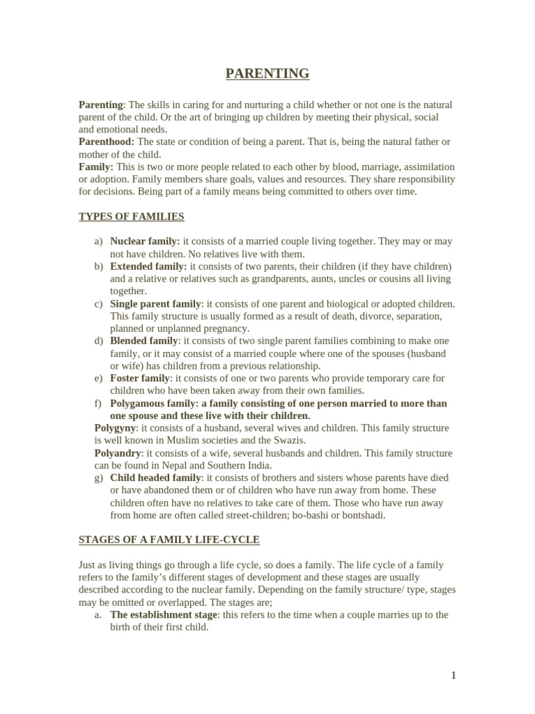 PARENTING | PDF | Family | Marriage