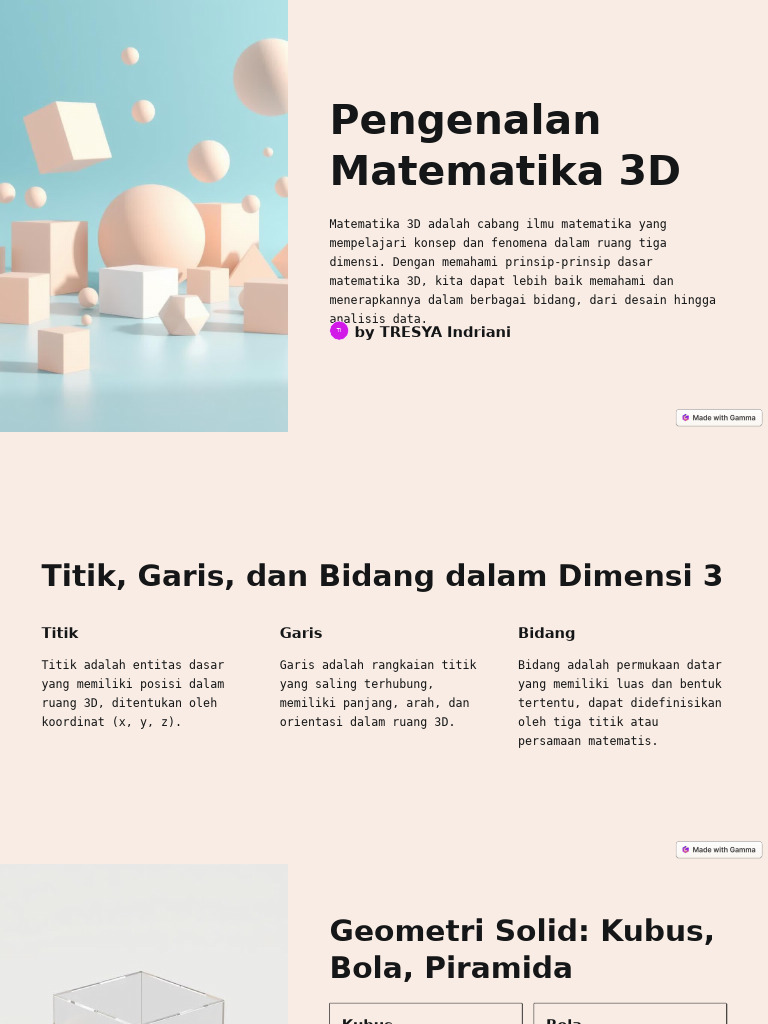 Pengenalan Matematika 3D | PDF | Metode & Bahan Ajar | Komputer