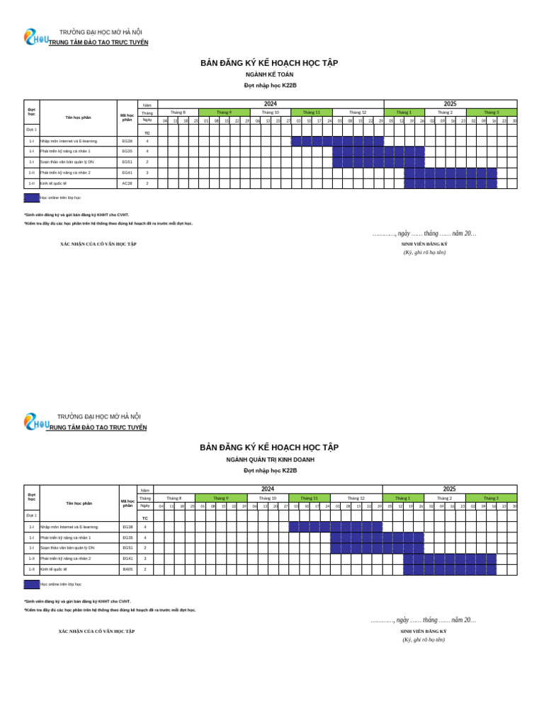 TL02 - Kế Hoạch Học Tập Đợt 1 | PDF