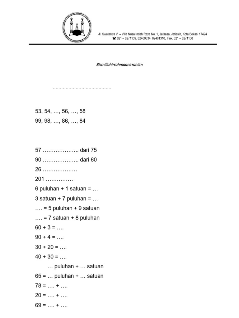 Latihan Soal Matematika SD | PDF