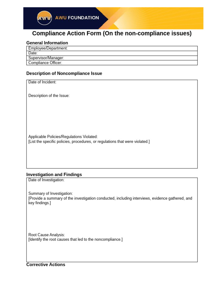 Compliance Action Form Guide | PDF
