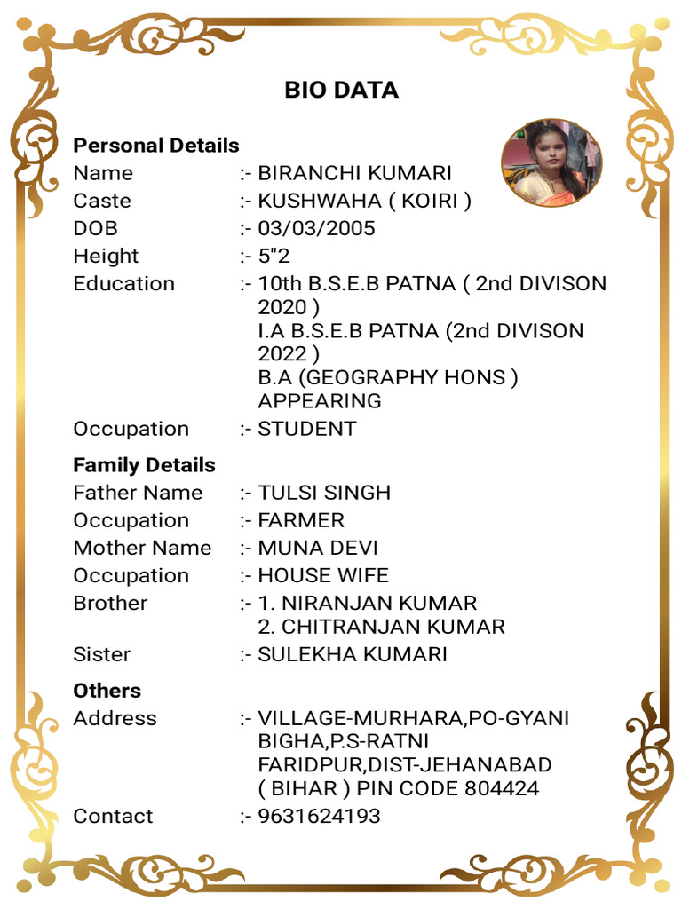 Biranchi Kumari's Bio Data Summary | PDF | Sports & Recreation