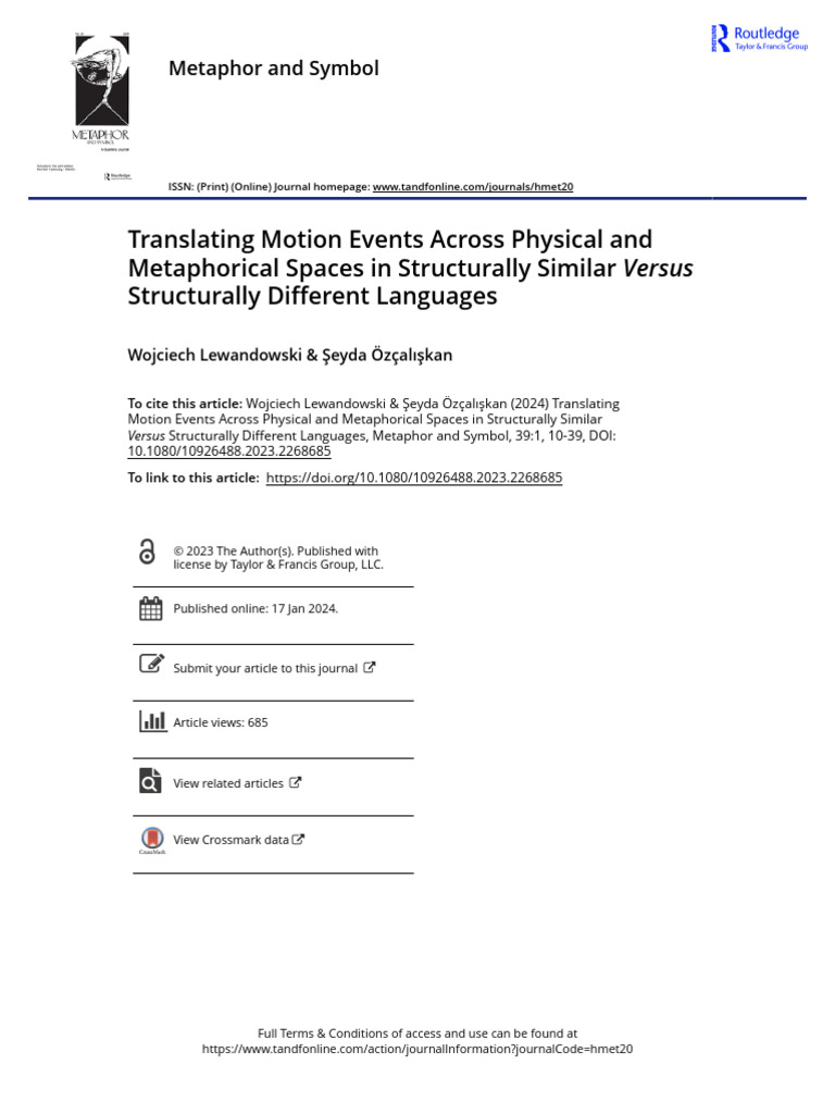 Translating Motion Events Across Physical and Metaphorical Spaces in ...