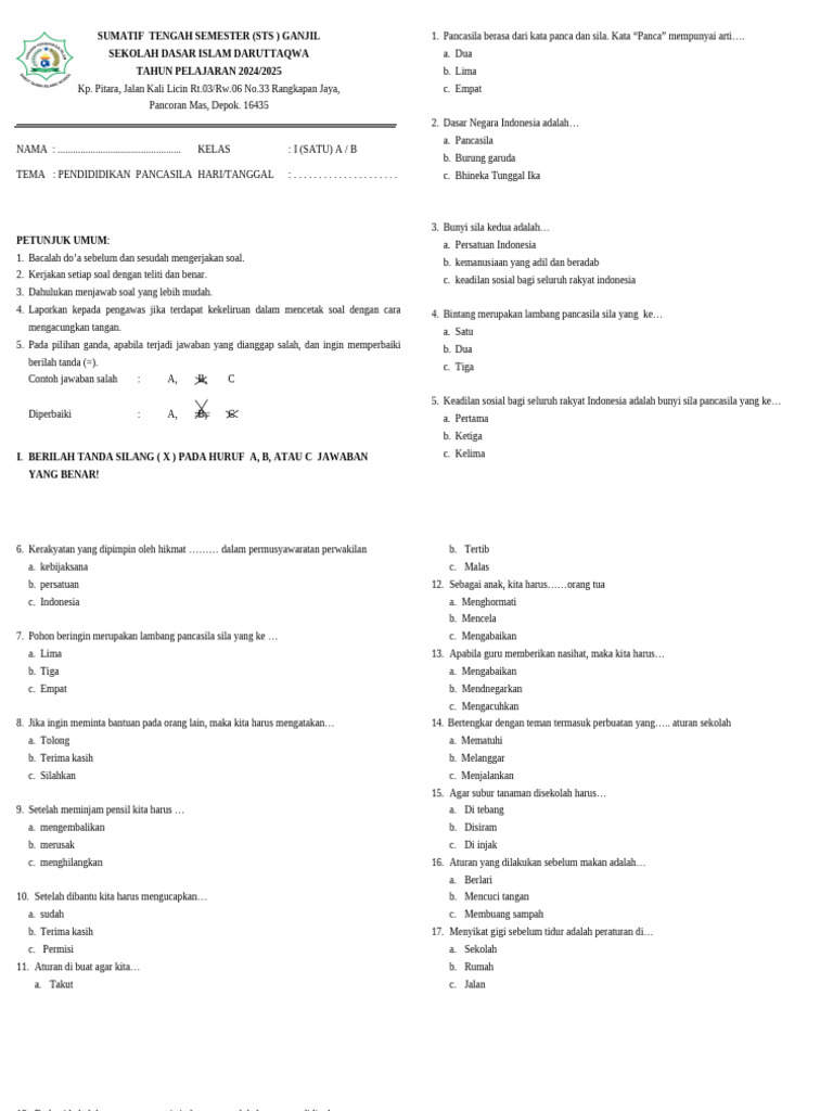 CONTOH FORMAT STS PKN | PDF