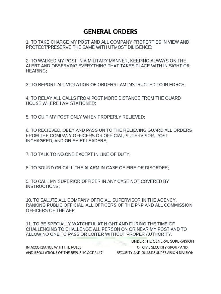 Security Guard Duty Guidelines | PDF