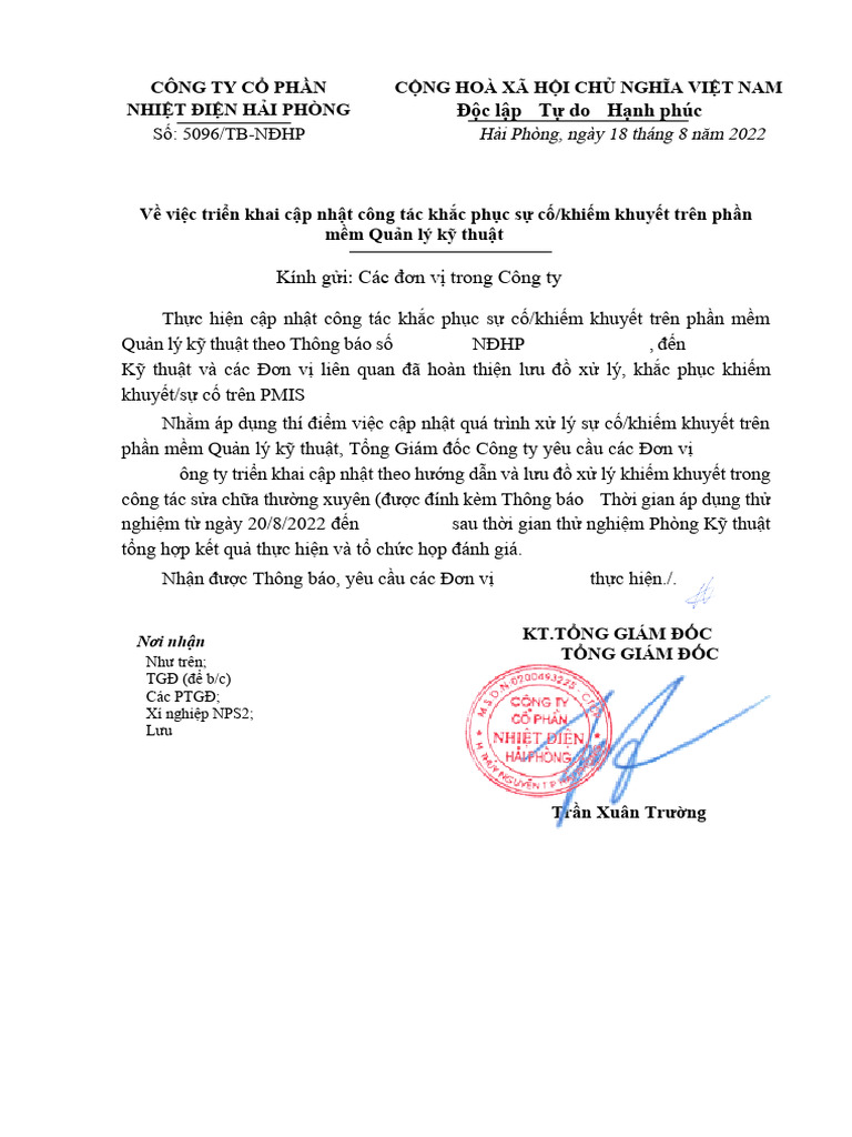 Thong Bao Ve Viejc Áp Dung Luu Do Khac Phuc KK, SC | PDF
